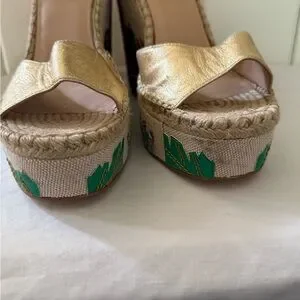 kate spade | Shoes | Kate Spade Dallas Wedge Gold Embellished Wedge ...